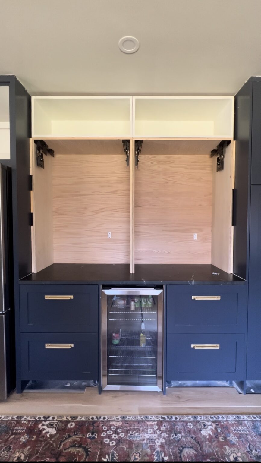 DIY Cabinet with Pocket Doors - findmaggiemay.com